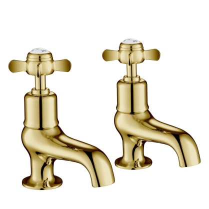 JTP Grosvenor Pinch Polished Gold Bath Taps | Sanctuary